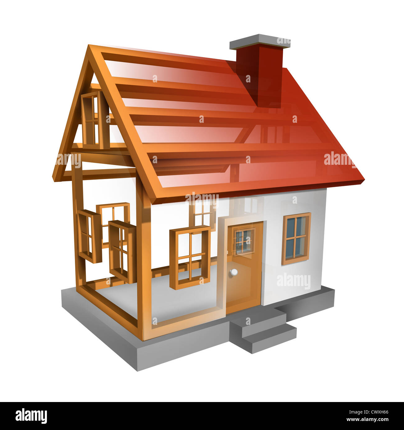 Building a home and house construction with the inside see through wood ...