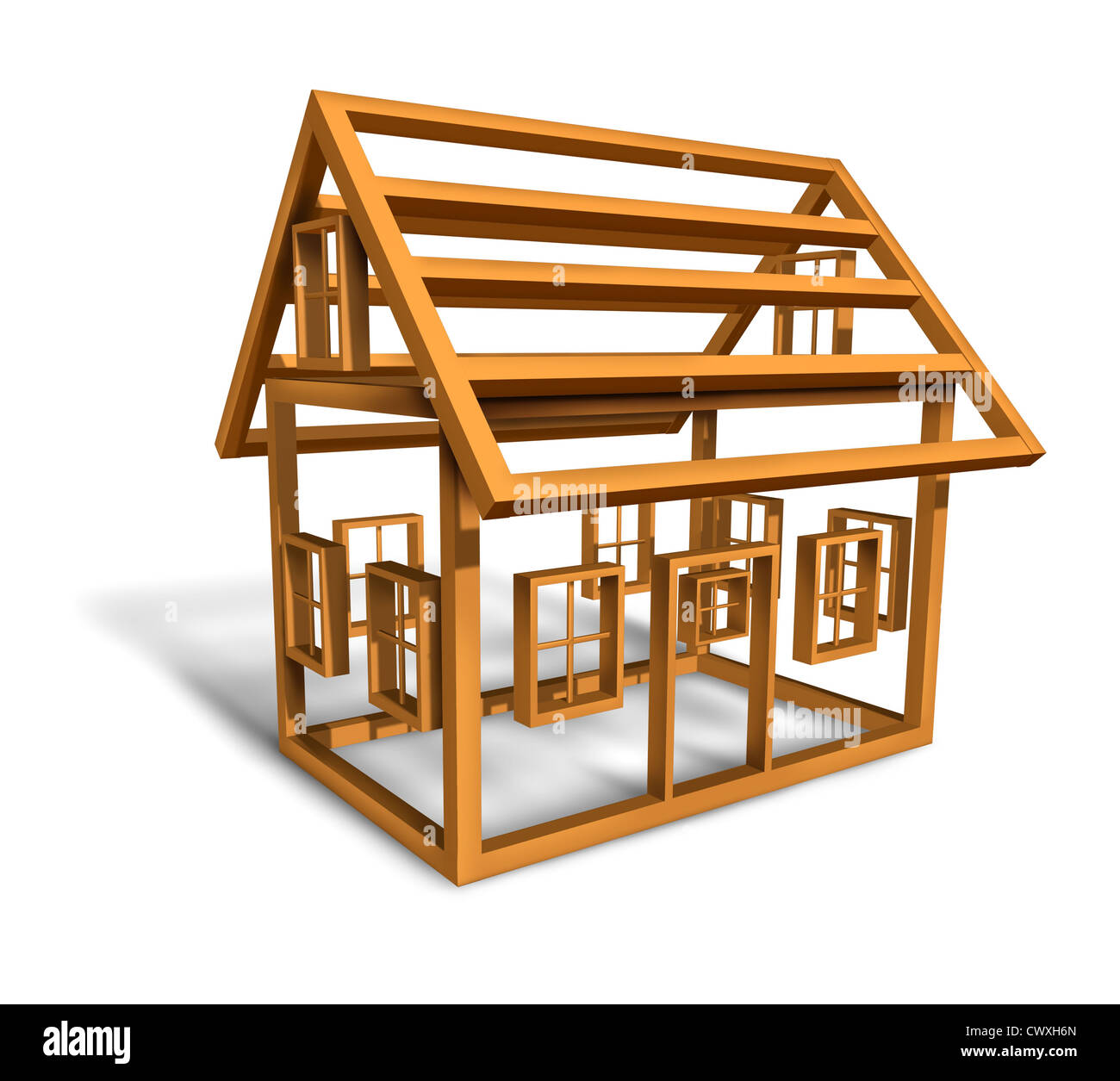 Home construction with the wood frame structure of a house being built ...