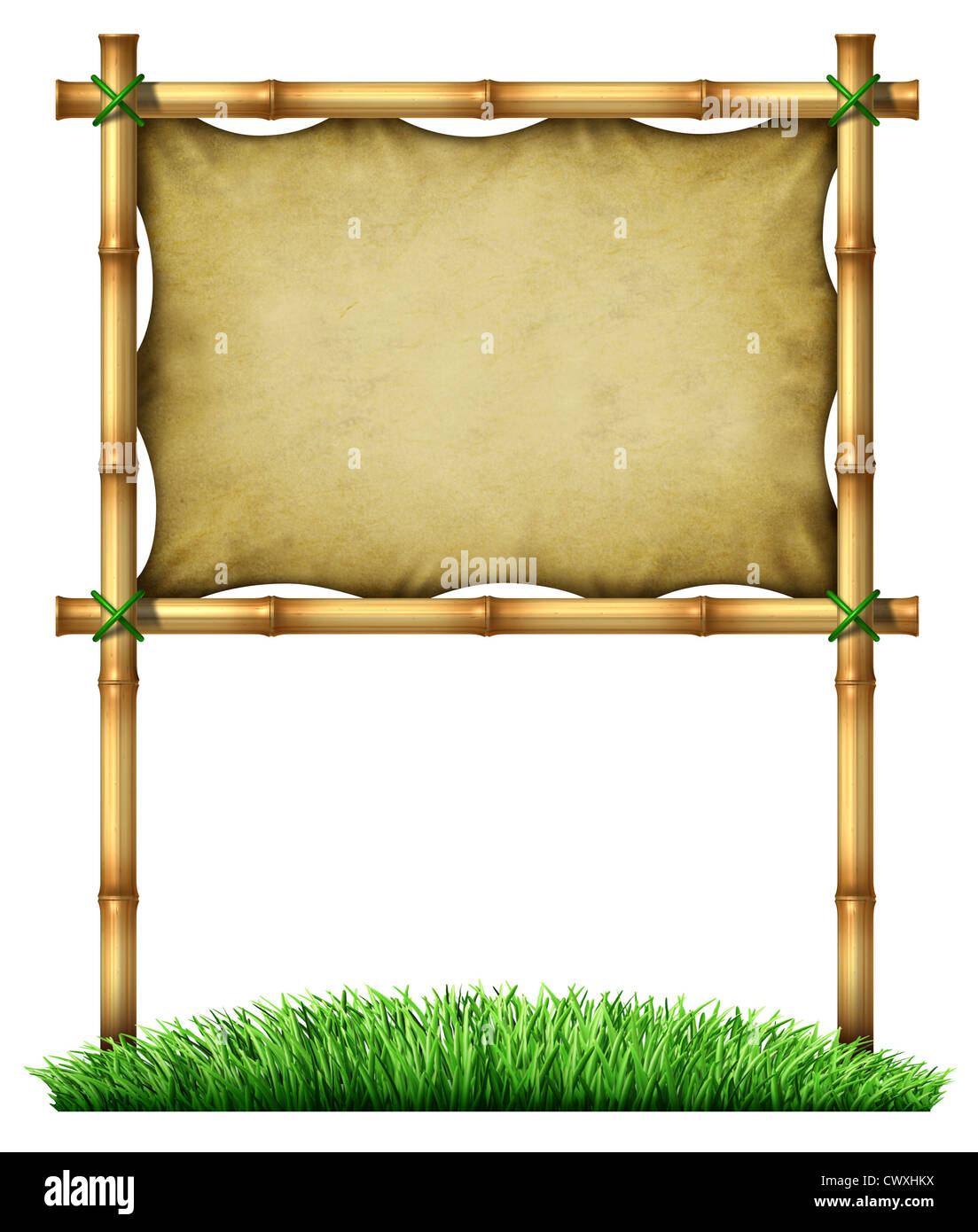 Tropical blank billboard sign made of bamboo frame as an exotic ...