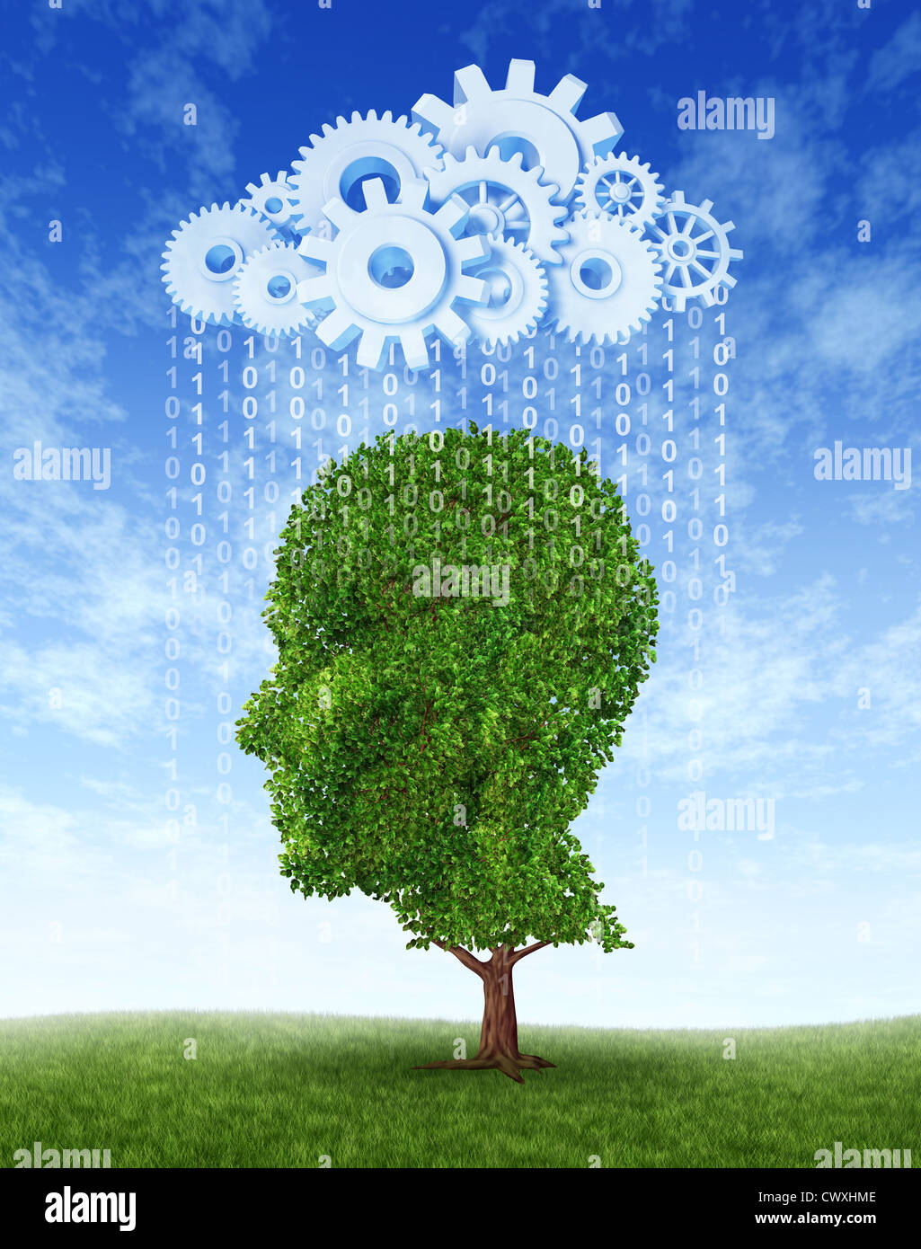 Cloud computing intelligence growth as a green tree in the shape of a ...