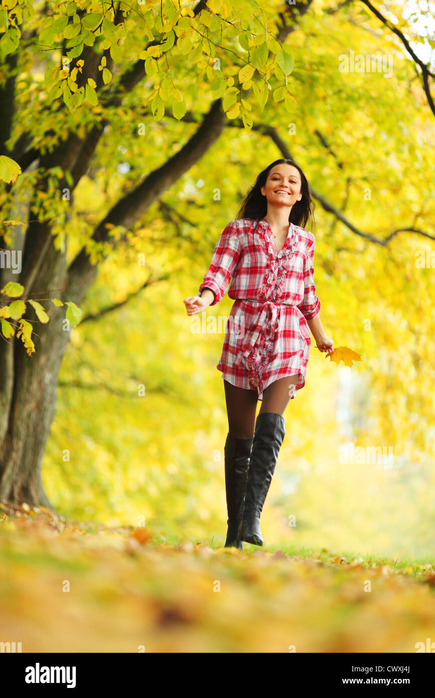 autumn woman portret in park Stock Photo - Alamy