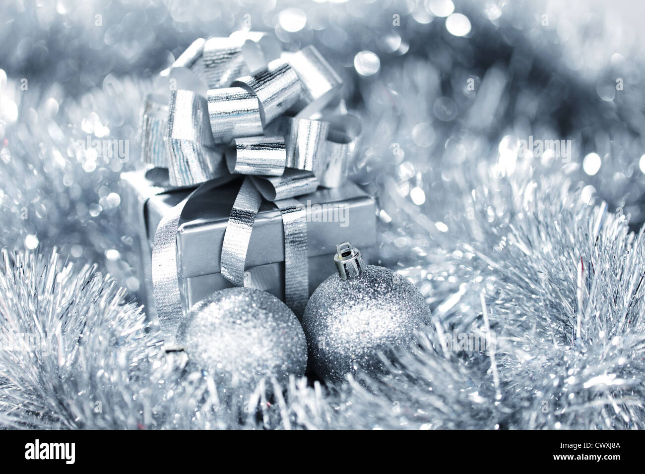 silver christmas card close up Stock Photo - Alamy