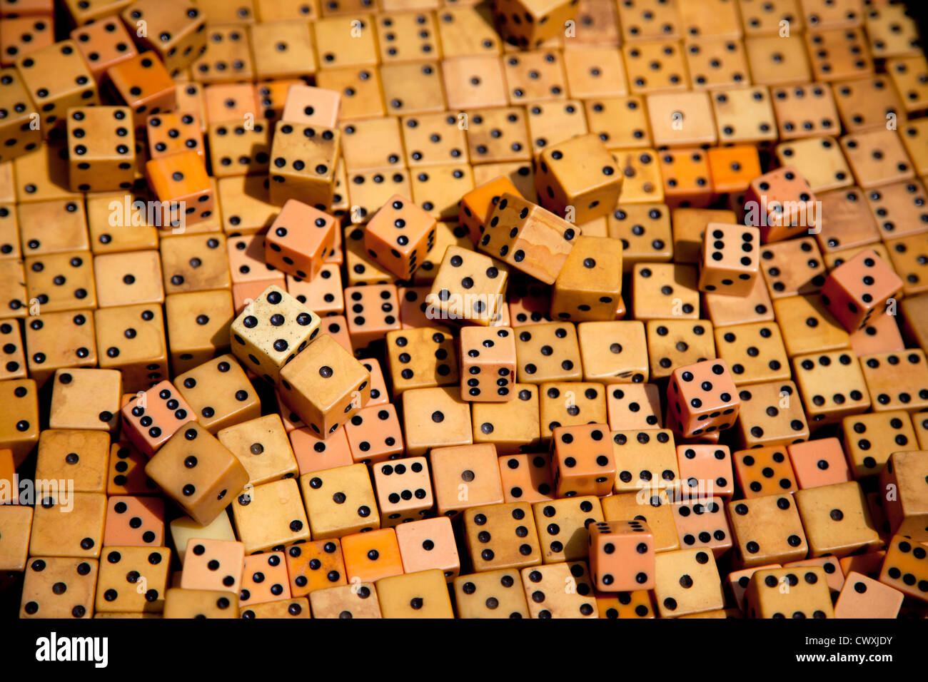 Dice. Still life, frame full of various types of dice. Mostly antique ...