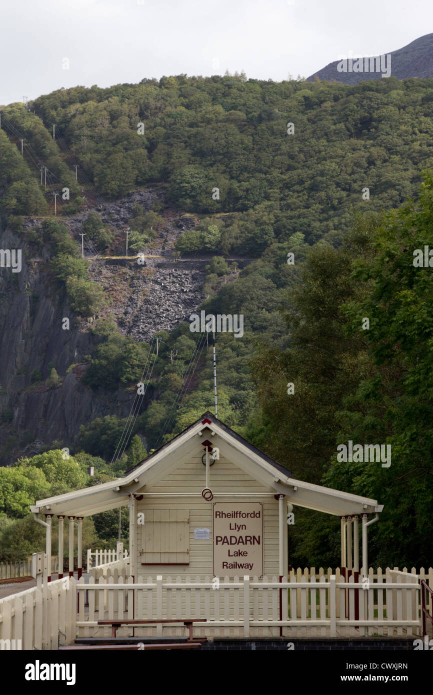 The quaint cream painted timber station building of the Lake Padarn ...