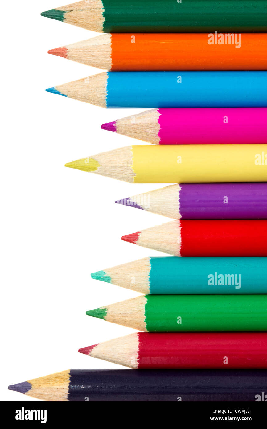 Set of color pencil isolated on white background Stock Photo - Alamy