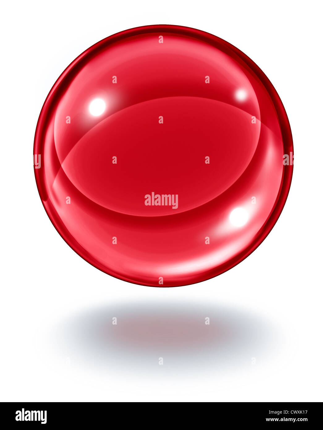 Red crystal ball floating in the air as a transparent ruby glass gem ...