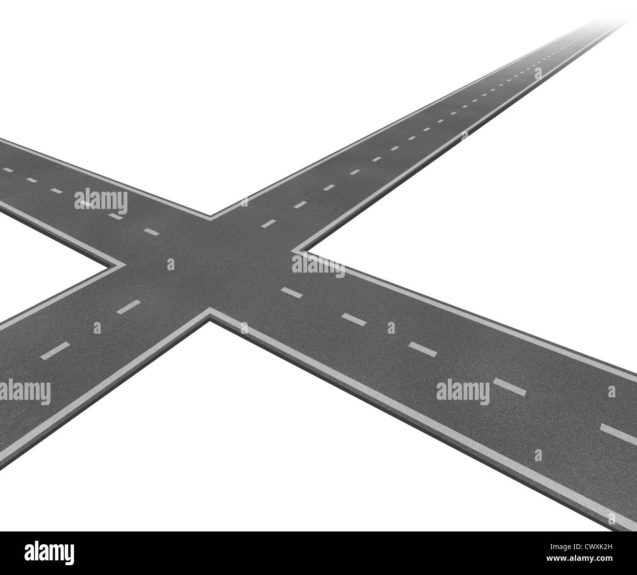 Crossroad concept with two roads crossing as a business symbol of ...