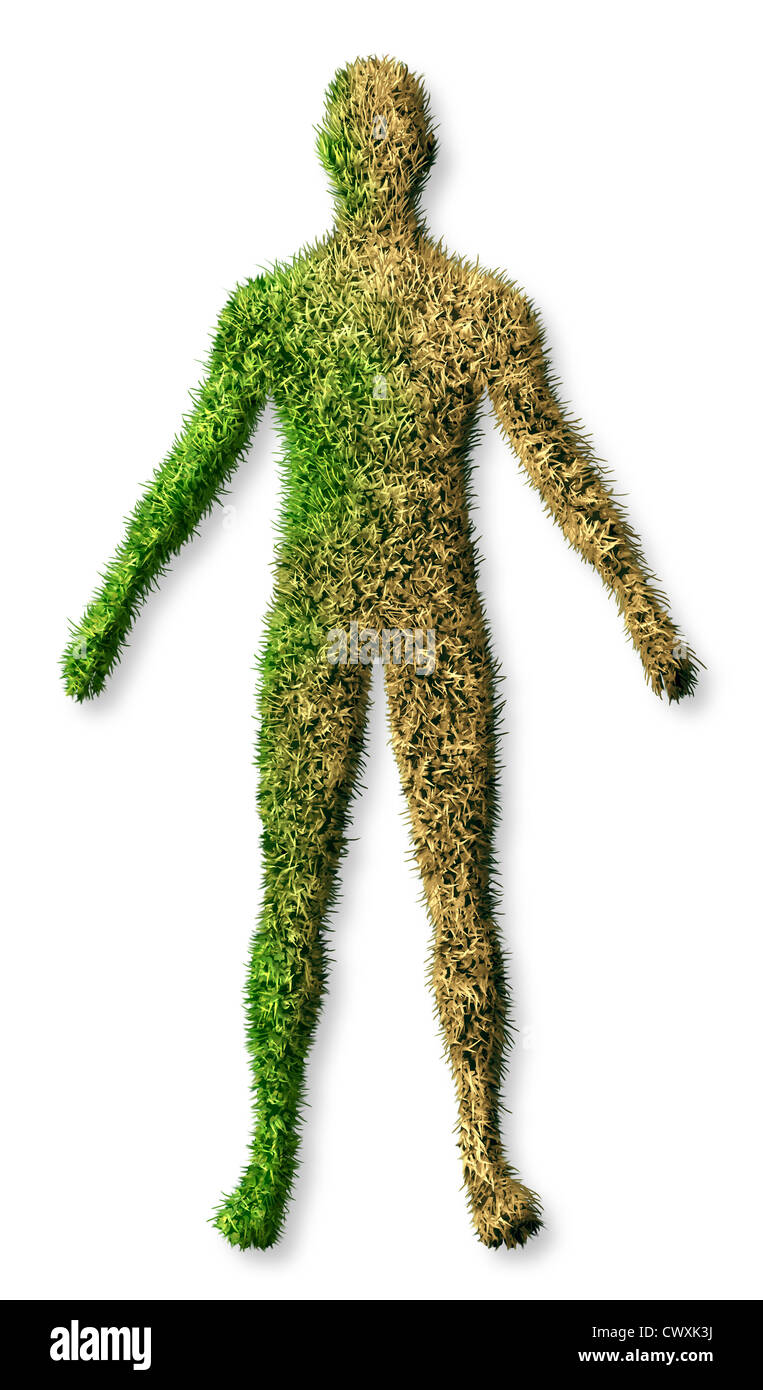 Human body disease and illness concept as a patch of green grass turf ...