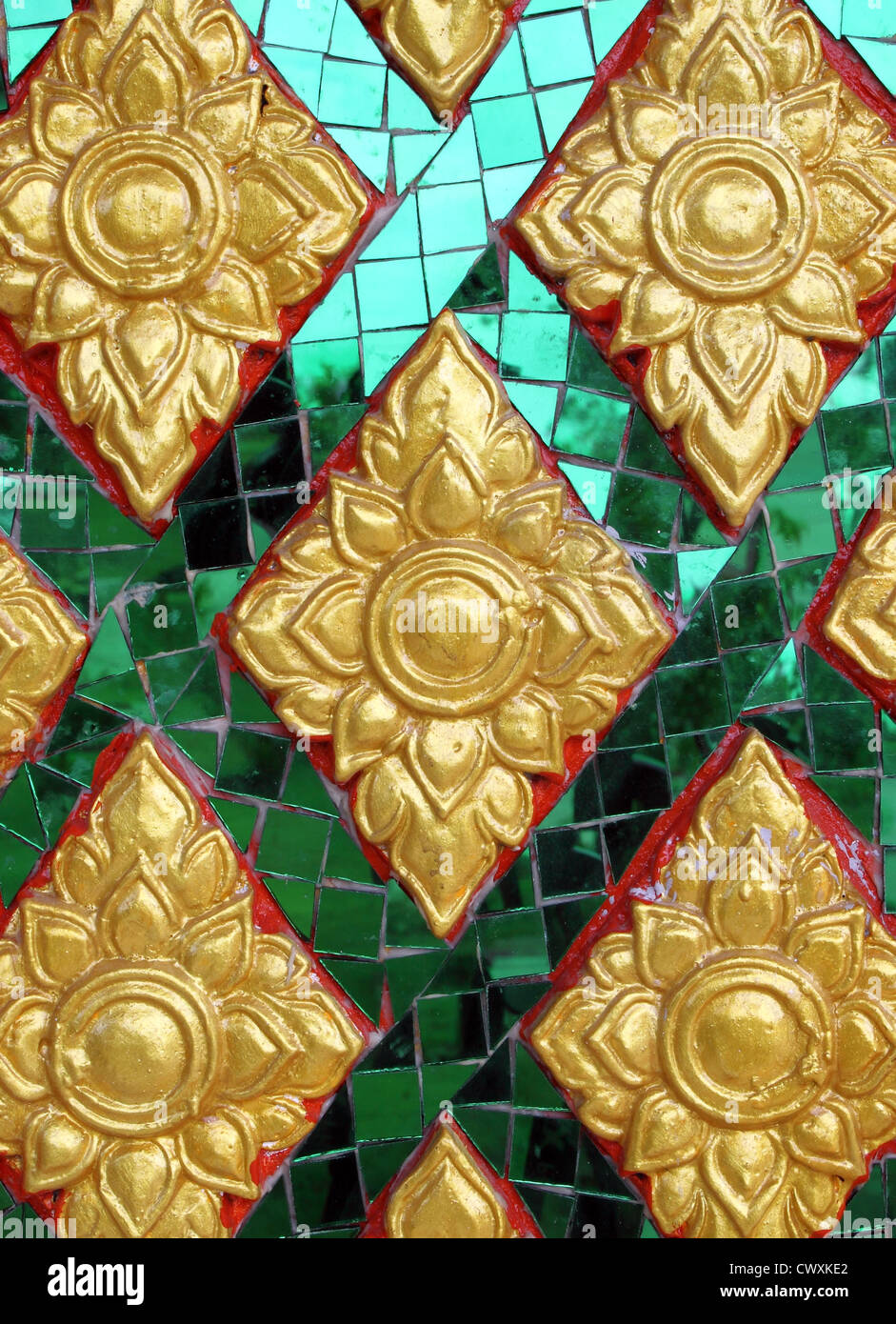 Buddha wall of Thai style pattern design Stock Photo - Alamy