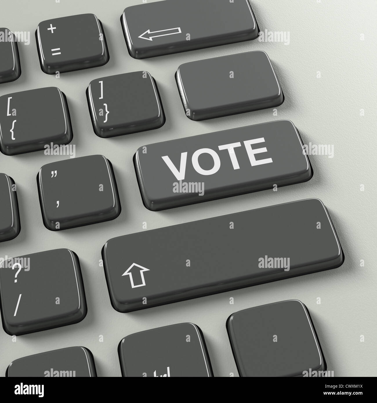 Laptop keyboard with petition to vote using a key button Stock Photo ...