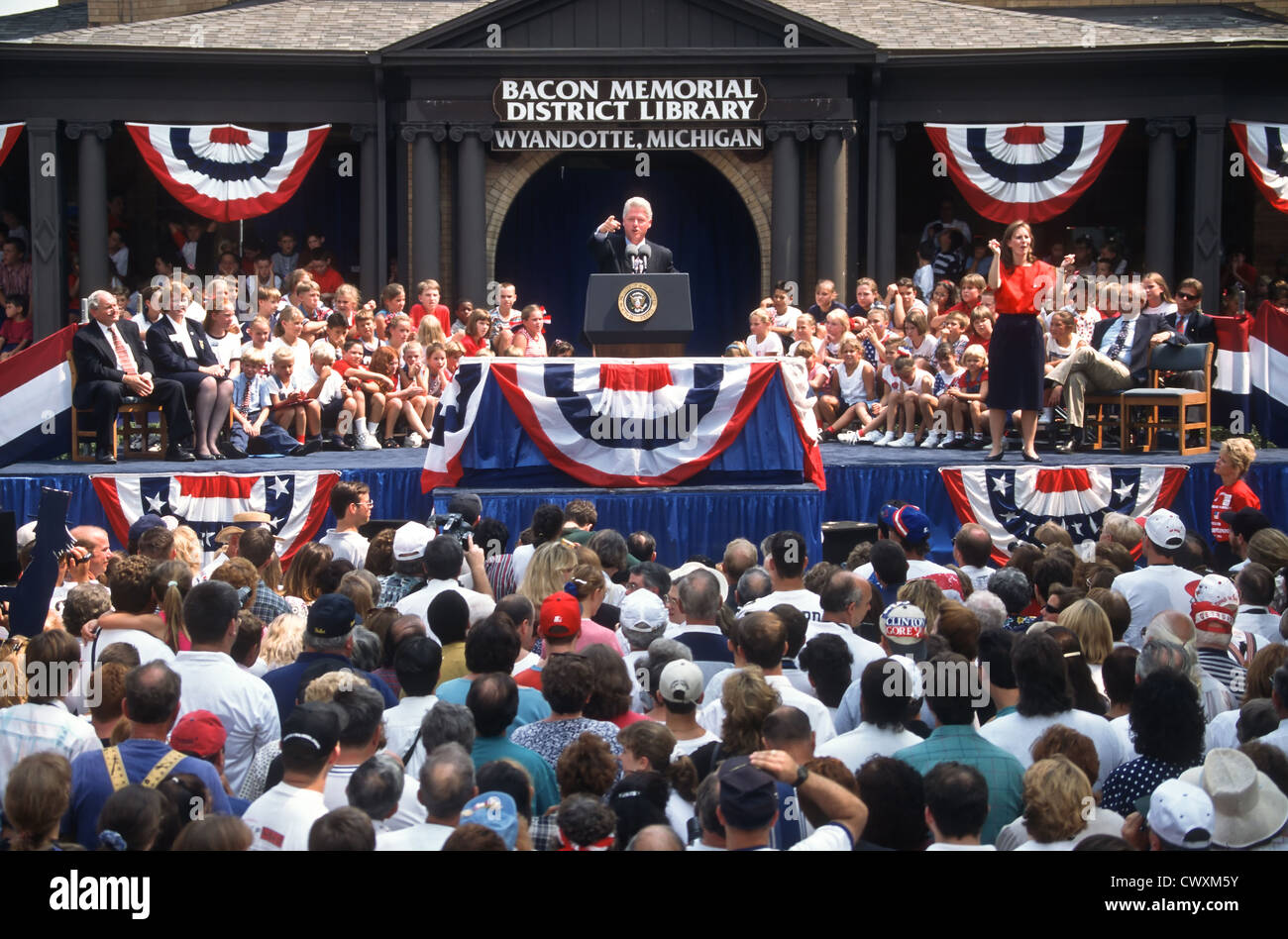 President Bill Clinton speaks to supporters during a campaign stop for ...
