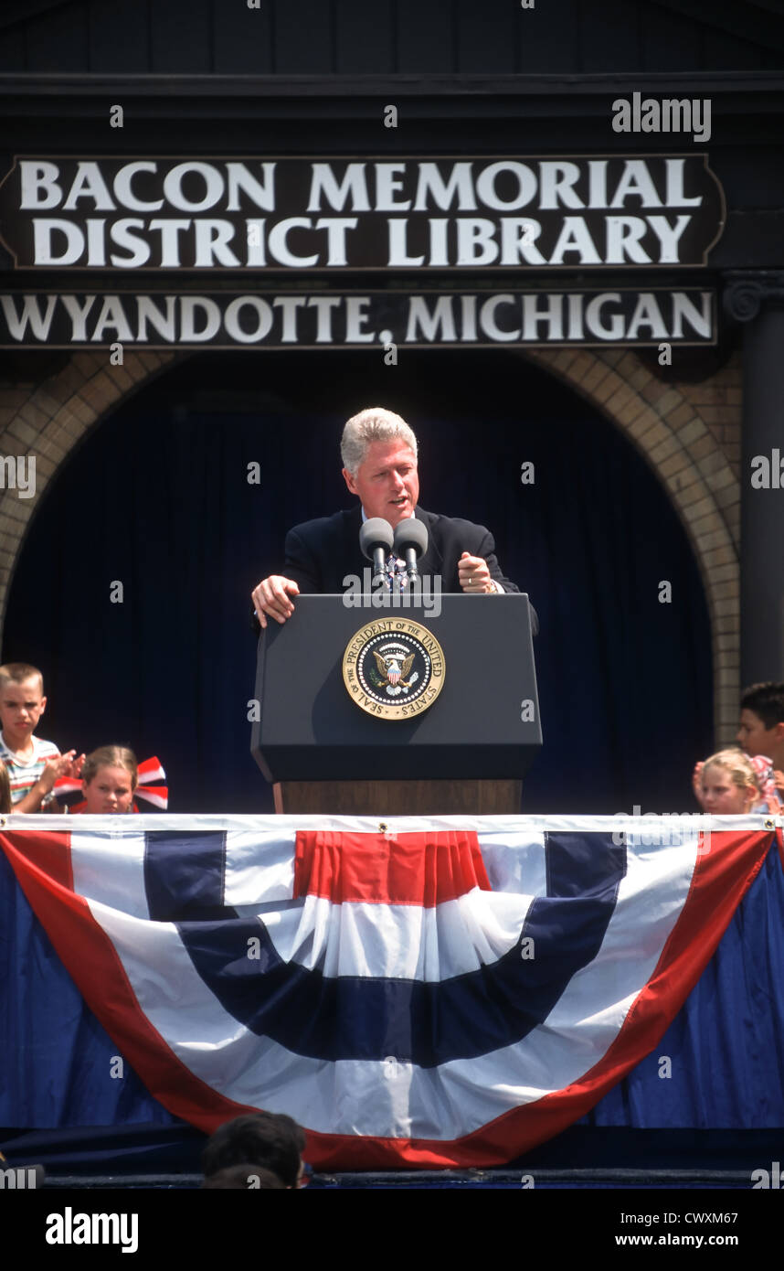 President Bill Clinton speaks to supporters during a campaign stop for ...