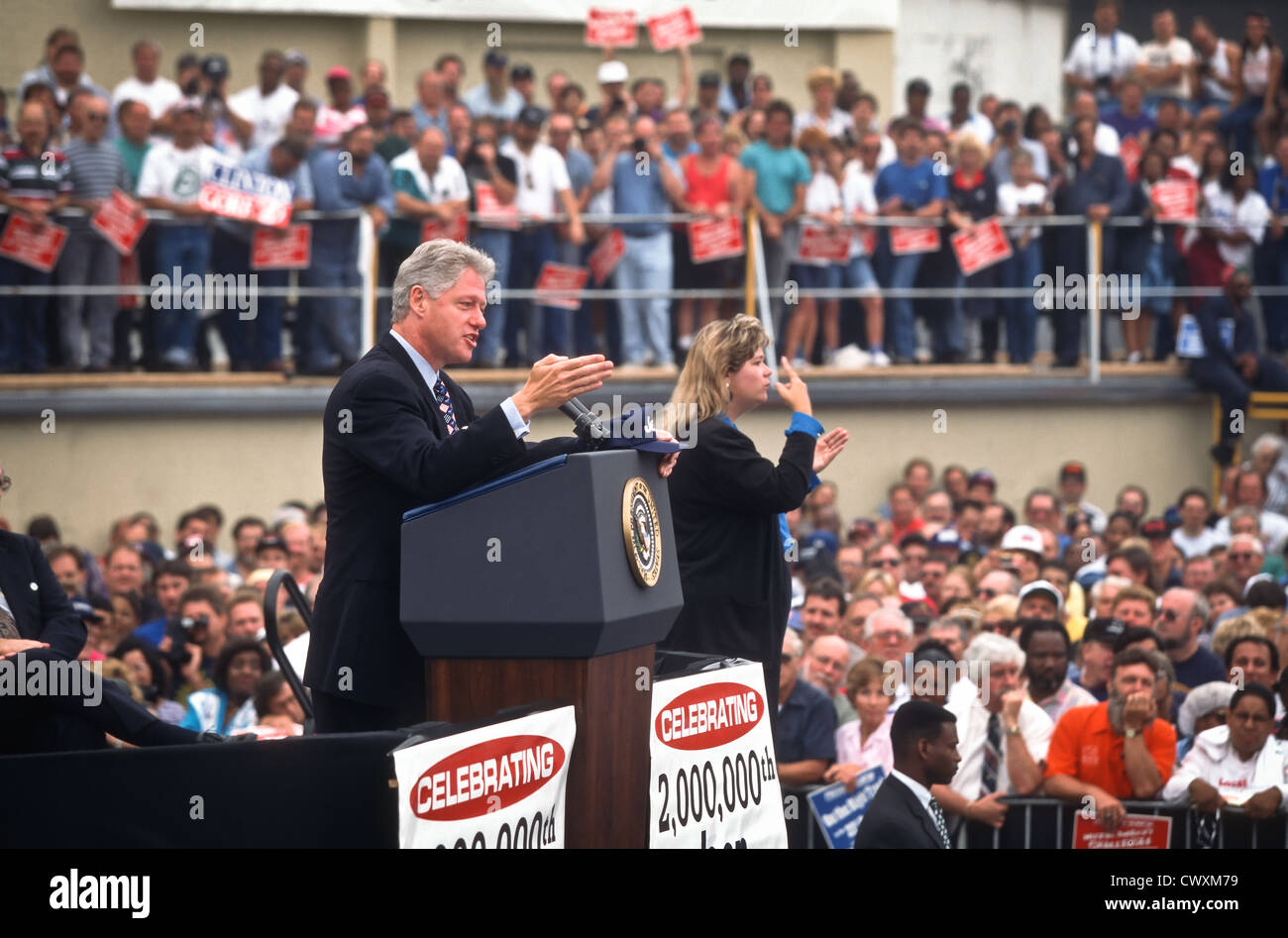 President Bill Clinton addresses supporters during a campaign stop for ...