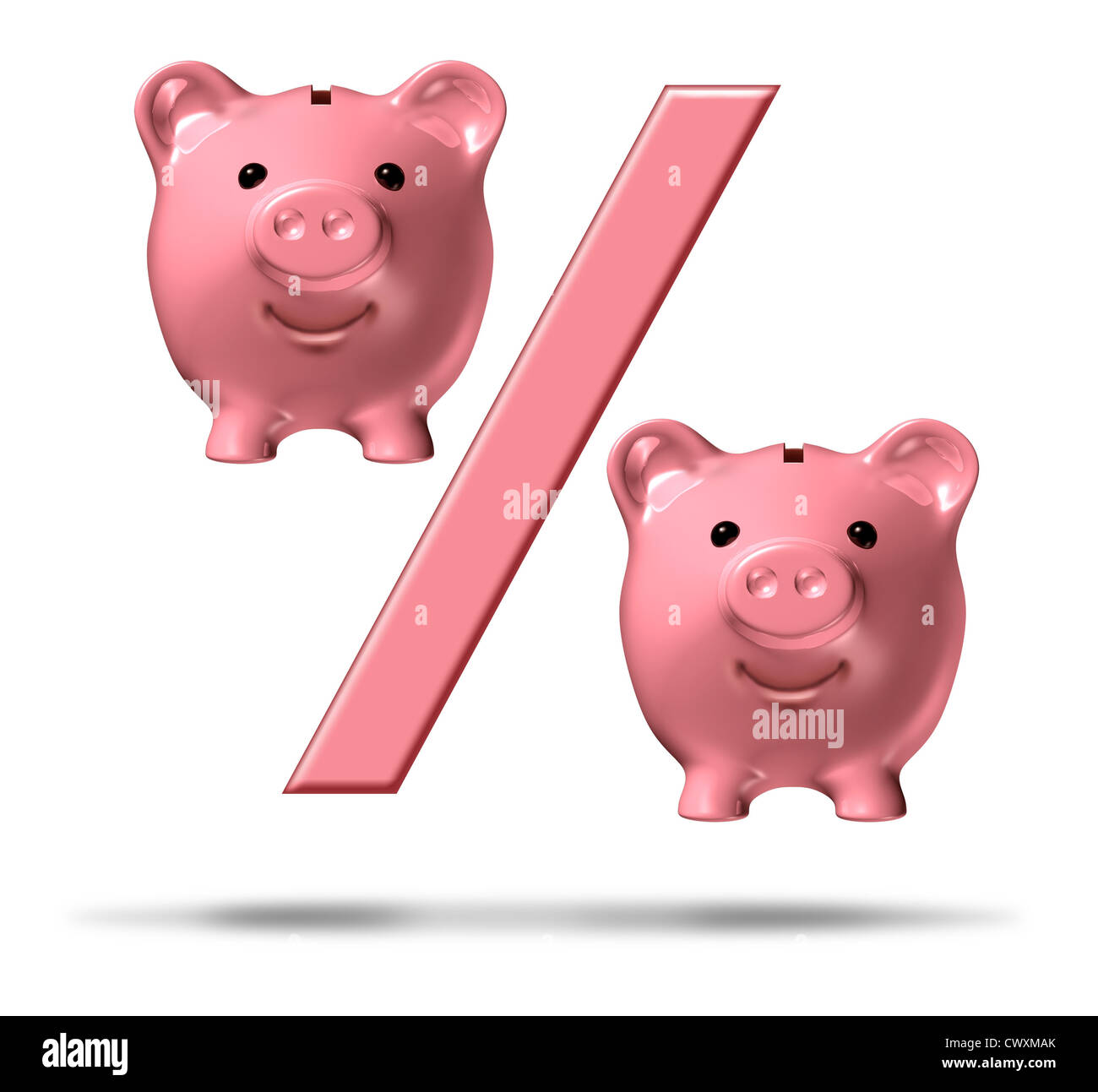 Percentage piggy bank symbol with a percent sign and pink savings pigs ...