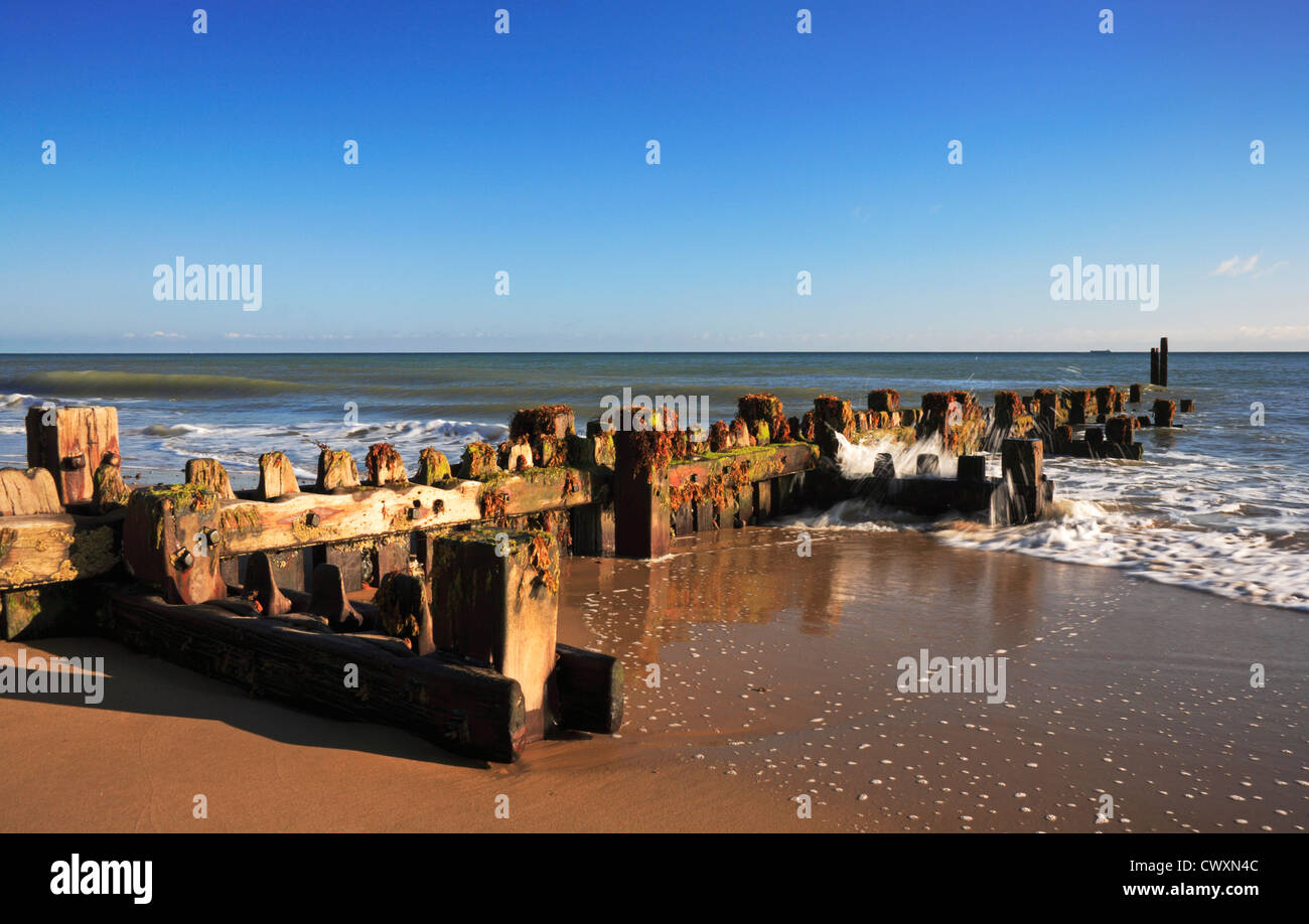 An example of a wooden breakwater at Mundesley-on-Sea, Norfolk, England ...