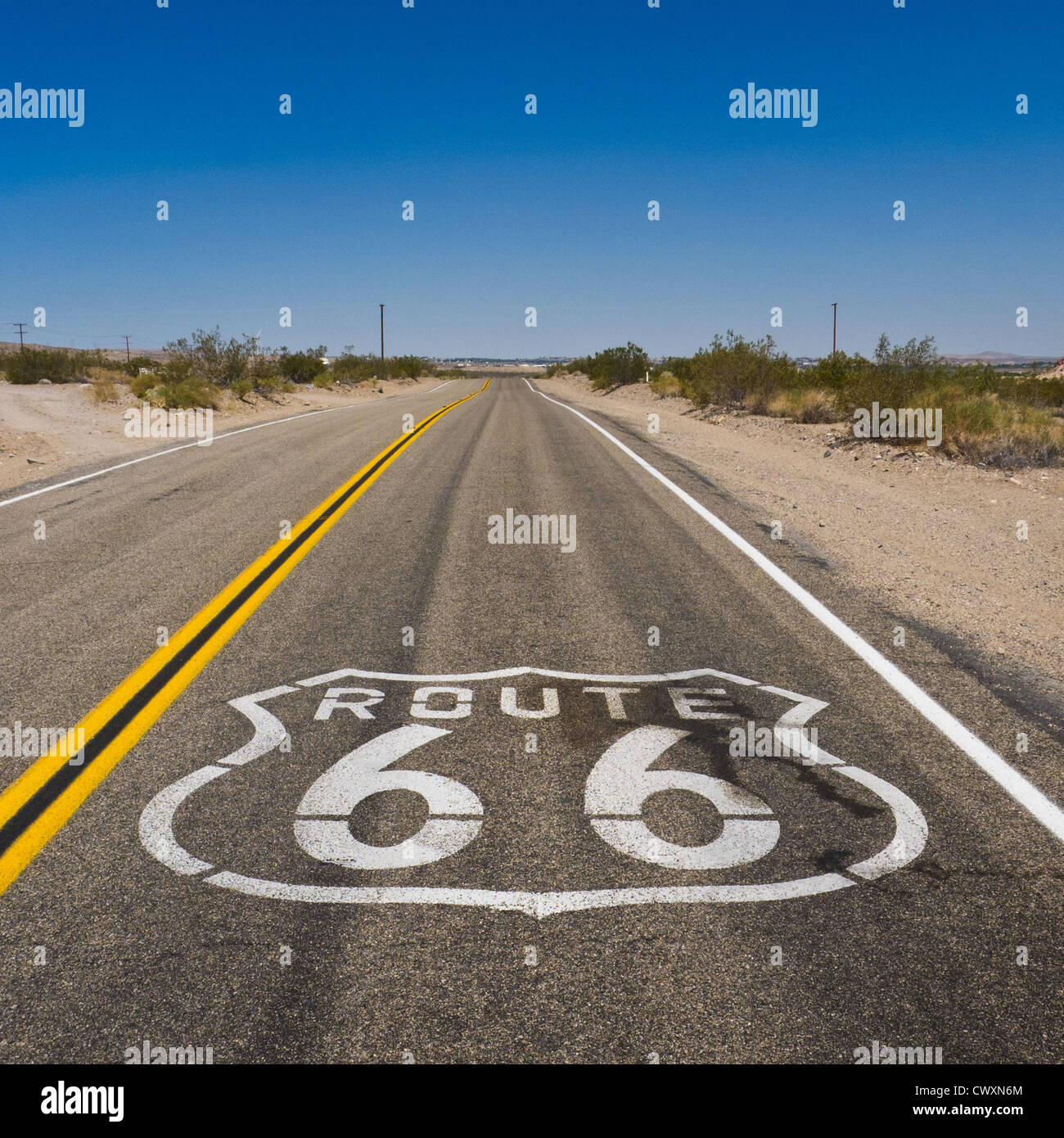 A section of the historic Route 66 in California, USA as it 'winds from ...