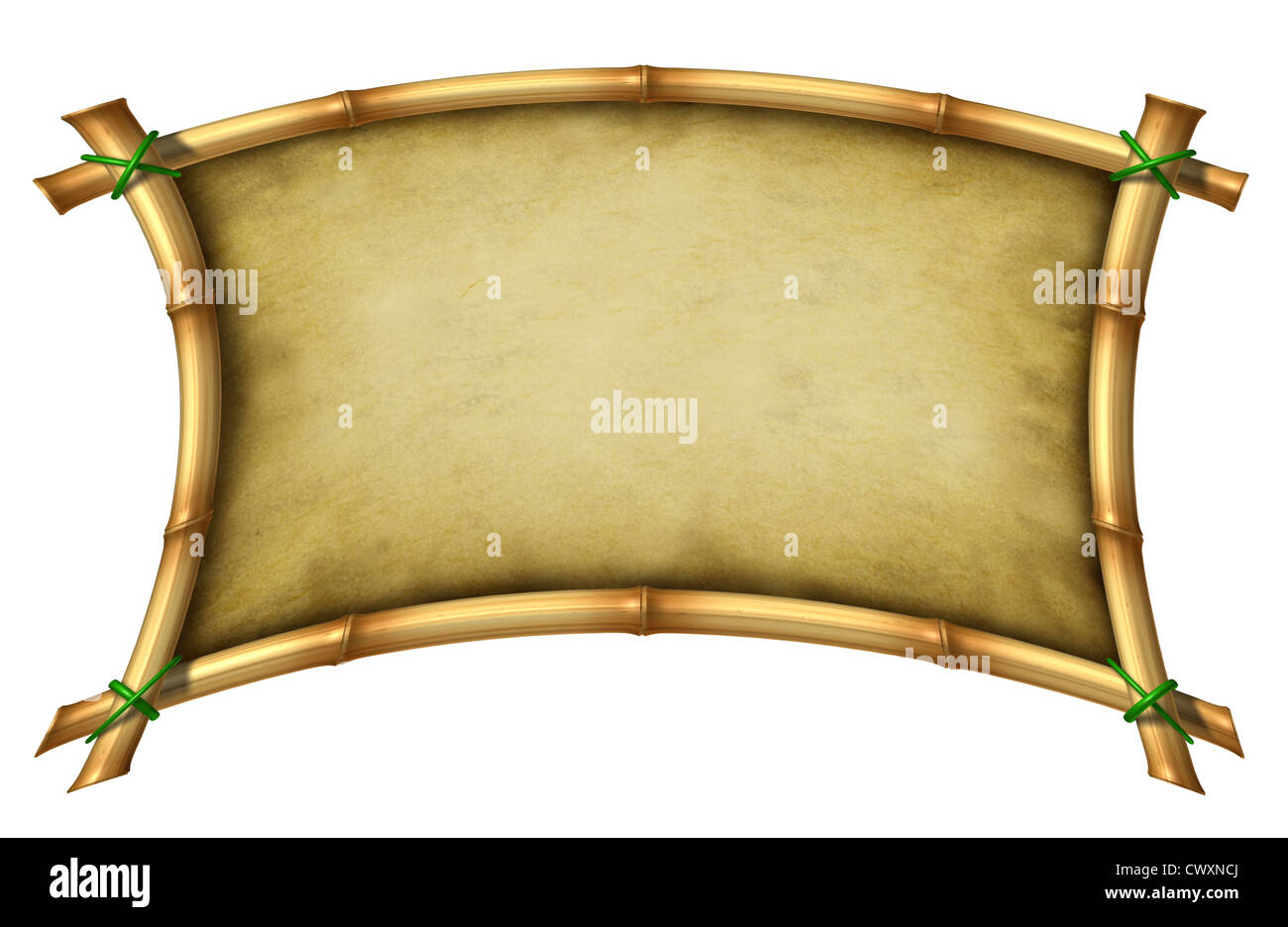 Tropical bamboo bent blank sign frame as an exotic decorative hot ...