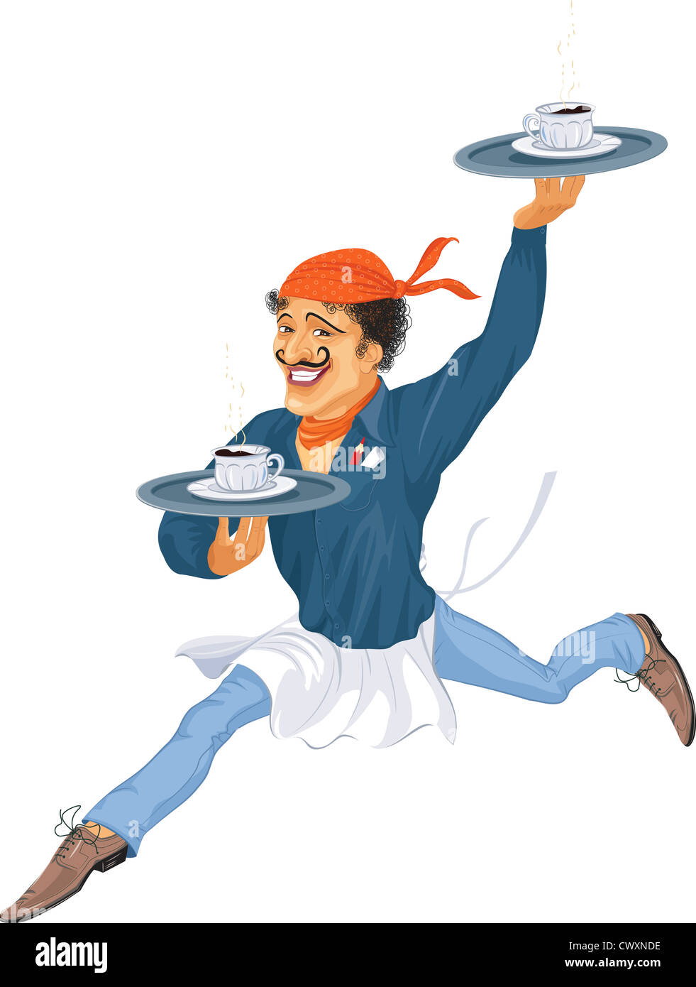 Waiter running holding tray hi-res stock photography and images - Alamy