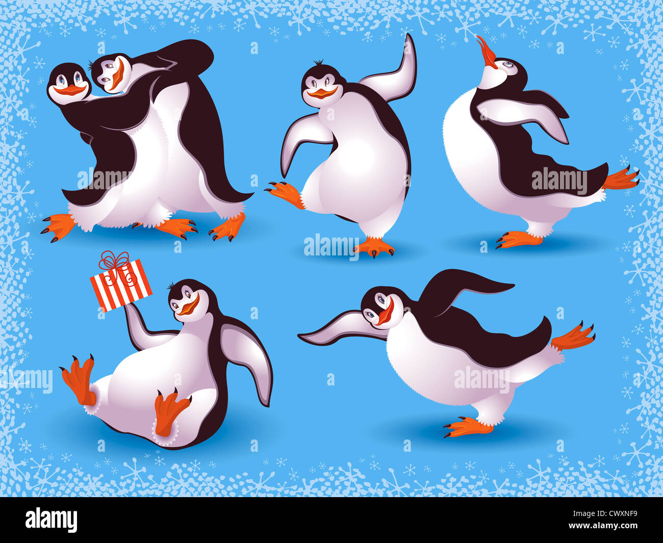 Funny dancing penguins Stock Photo - Alamy