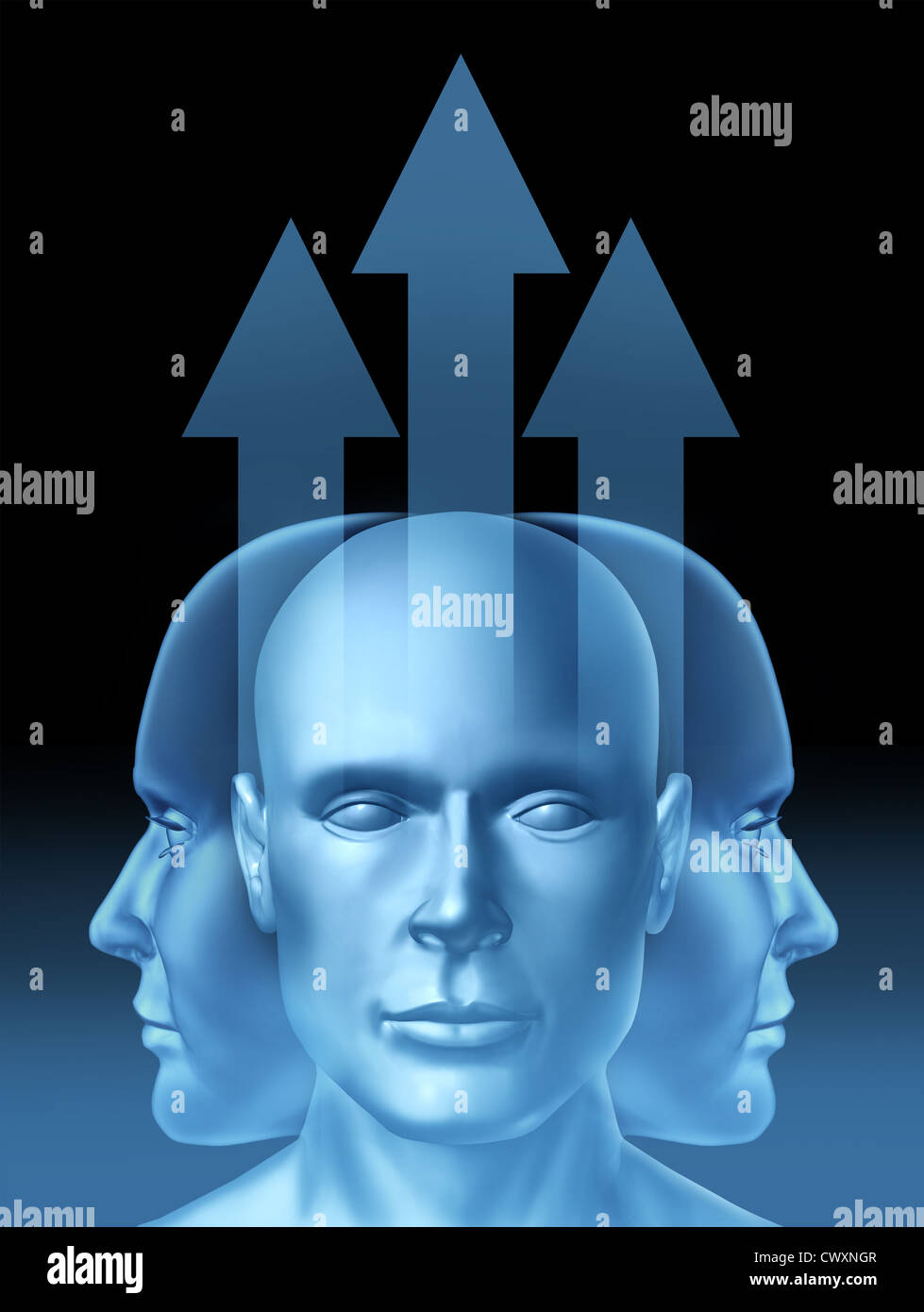 Teamwork success cooperation with three partners working together for a ...