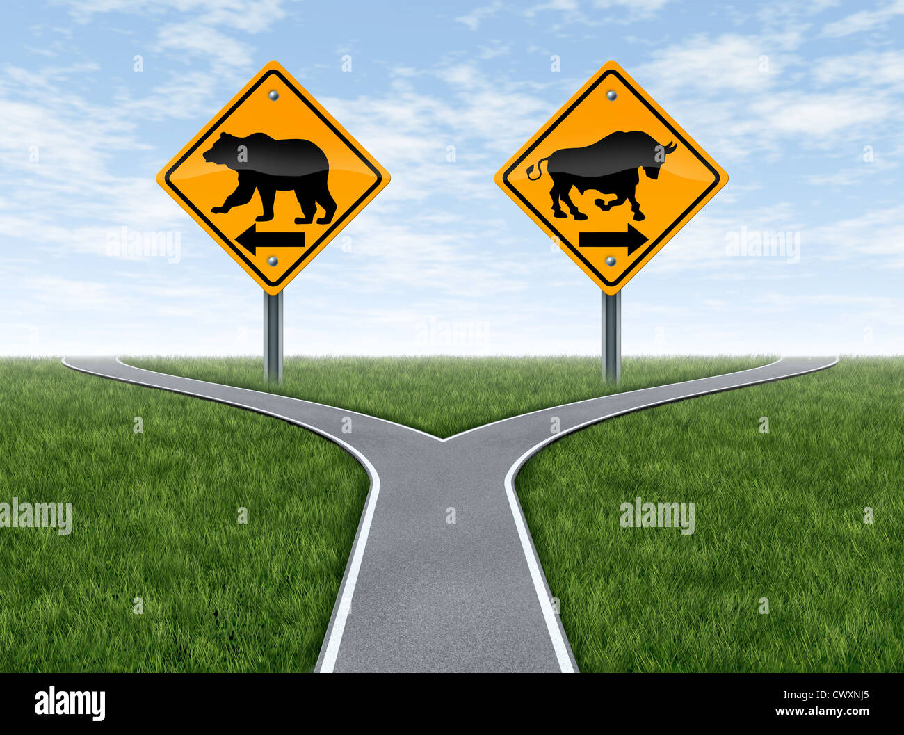 Stock market bull and bear representing the concepts of greed versus ...