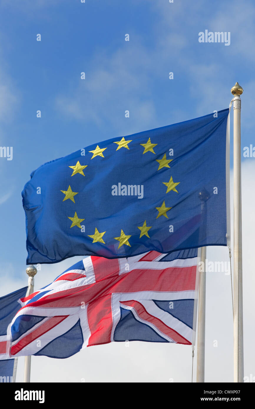 Union Jack Flag and Euro Flag Stock Photo - Alamy