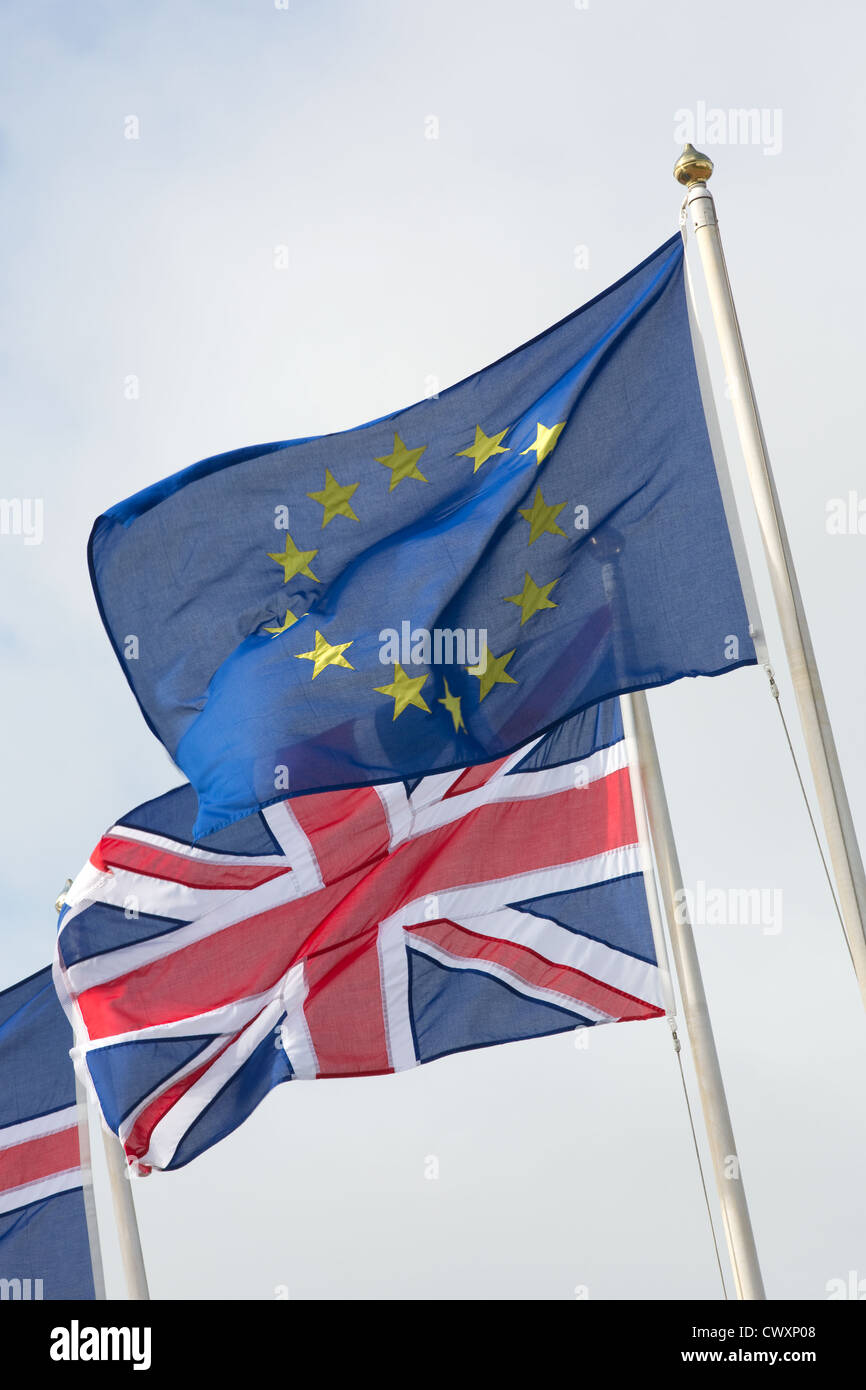 Union Jack Flag and Euro Flag Stock Photo - Alamy