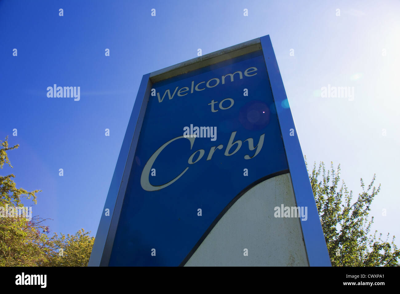 Welcome to Corby sign Stock Photo - Alamy