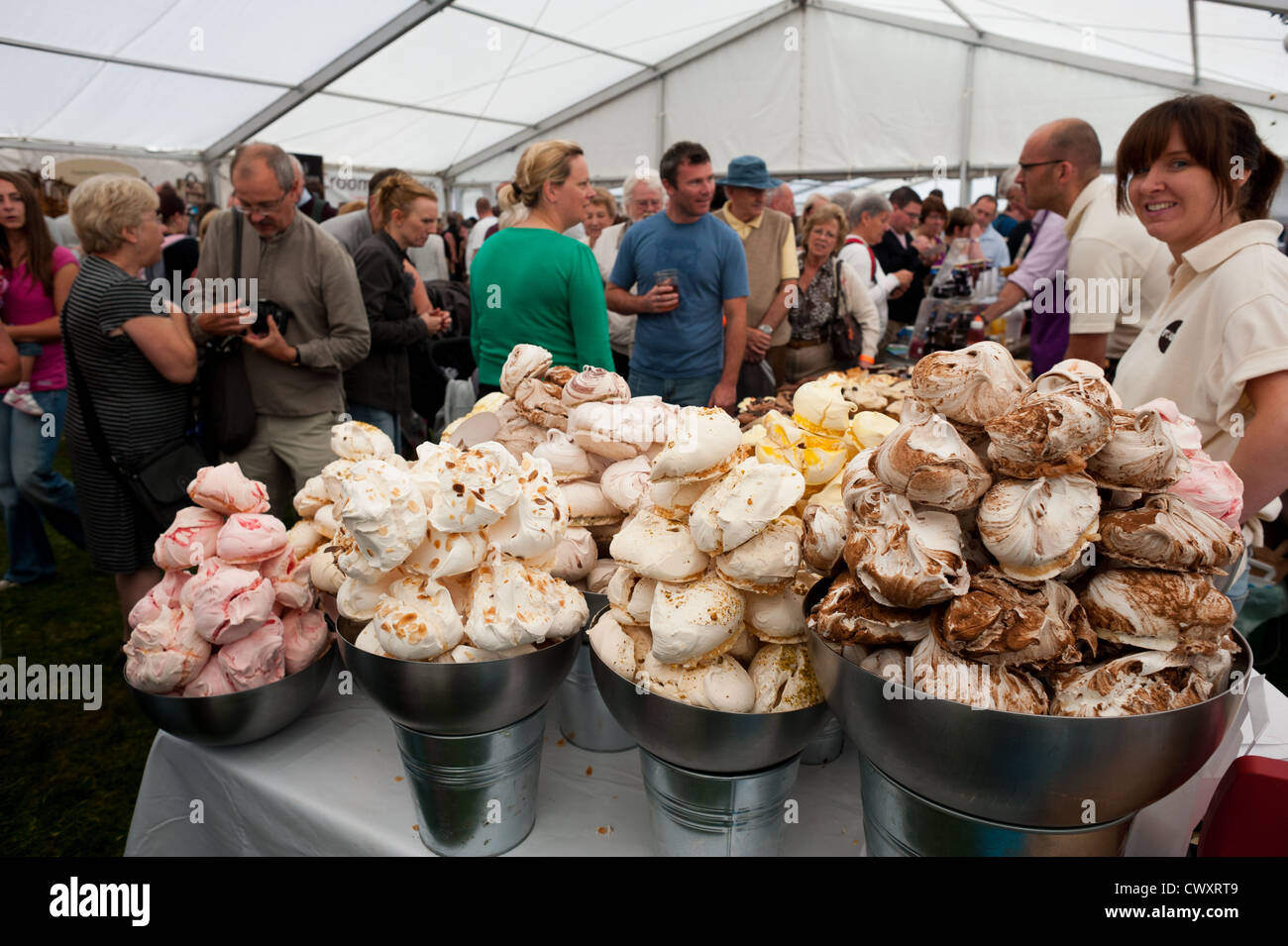 Mounds of meringues on sale during the Ludlow 2012 Food Festival Stock ...