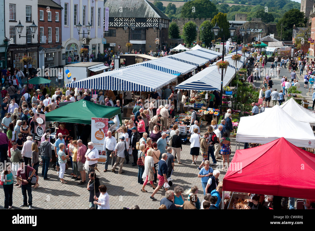 A market in Ludlow castle square during the 2012 Food Festival ...