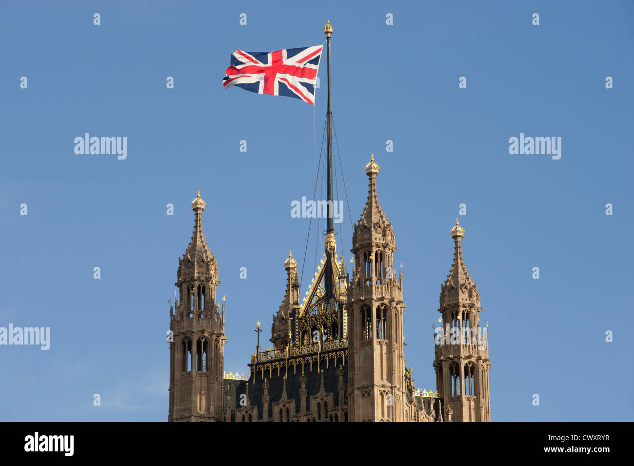 The Union flag, or "Union Jack" raised over Victoria Tower at the ...
