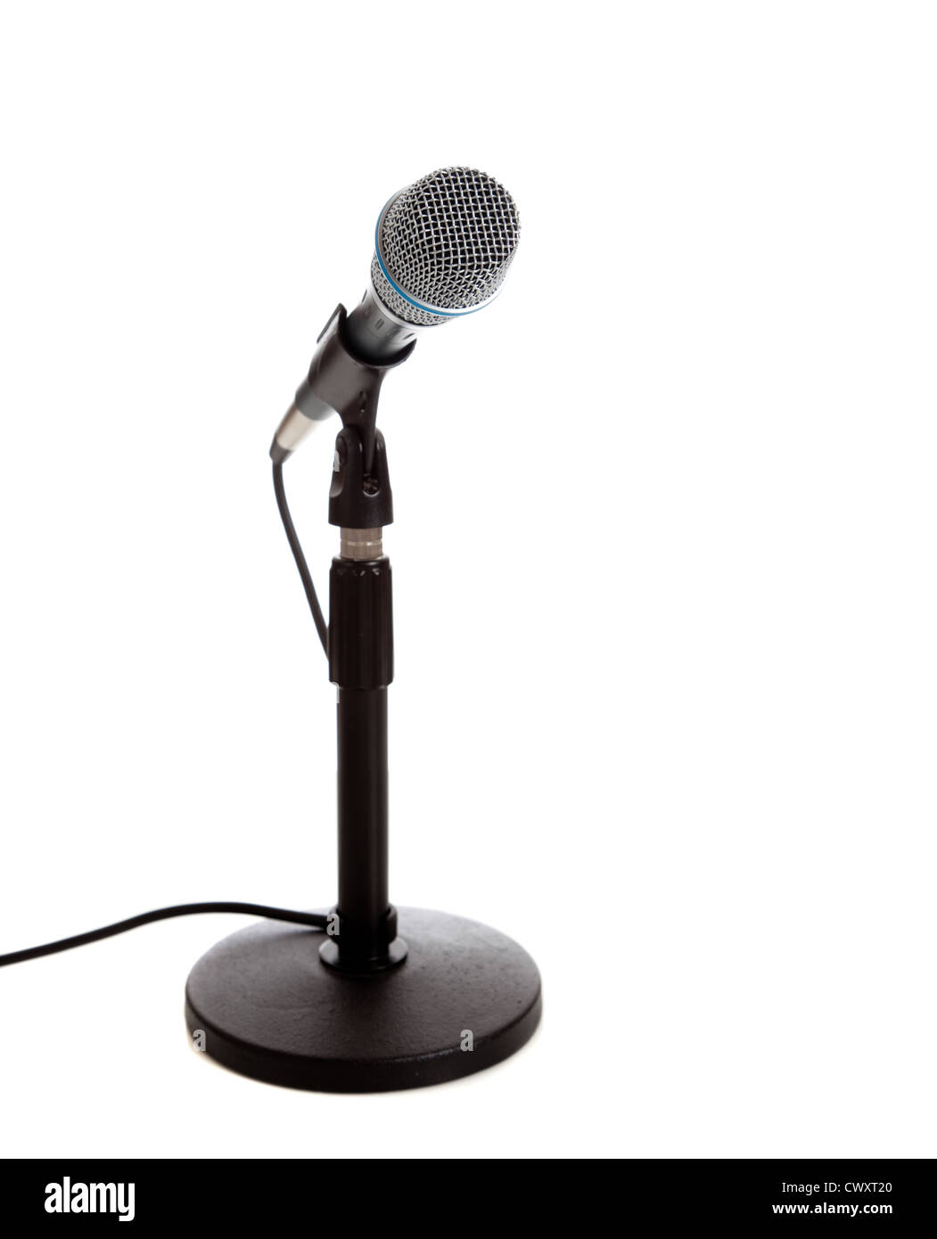 A white microphone on a white background with copy space Stock Photo ...