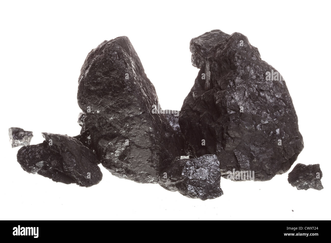 Piece coal isolated over white background Stock Photo - Alamy