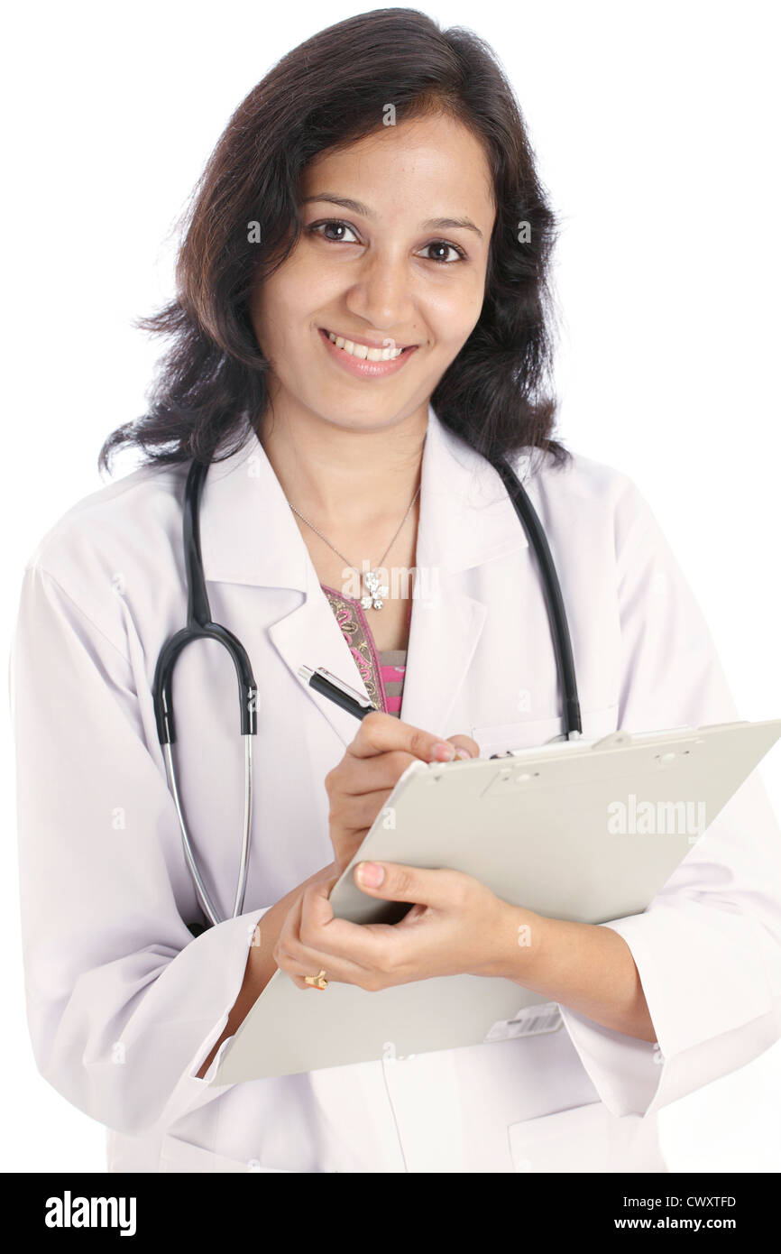 Indian female doctor writing prescription hi-res stock photography and ...