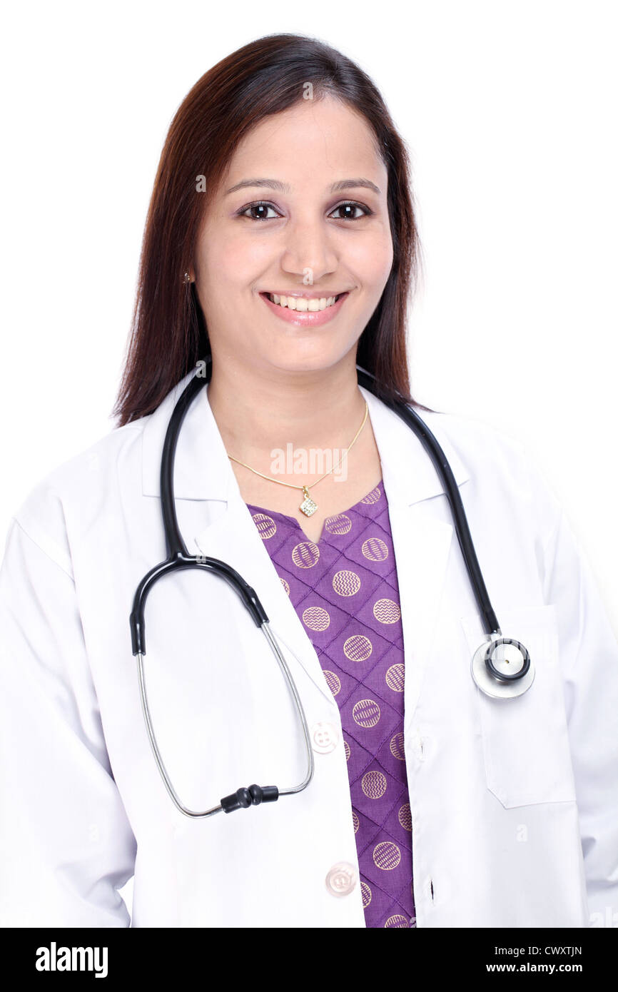 Indian female doctor against white hi-res stock photography and images ...