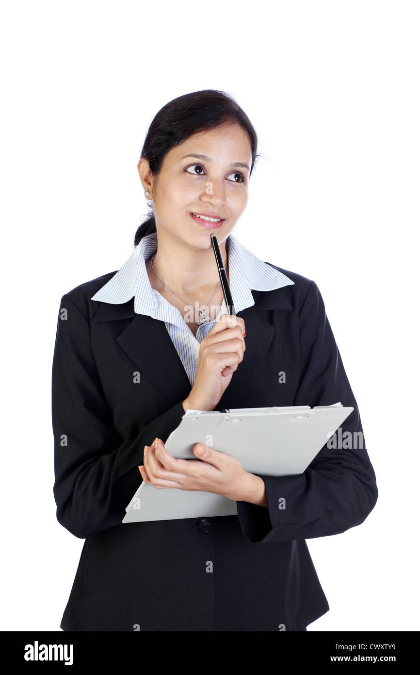 Smiling business woman holding a clipboard Stock Photo - Alamy Smiling business woman holding a clipboard Stock Photo - Alamy