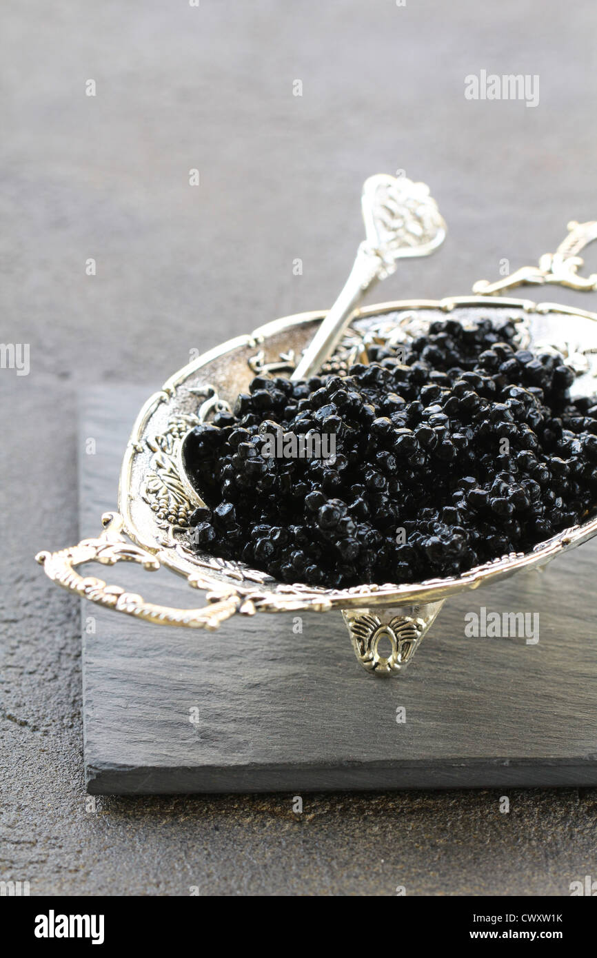 black caviar - luxurious delicacy appetizer Stock Photo - Alamy
