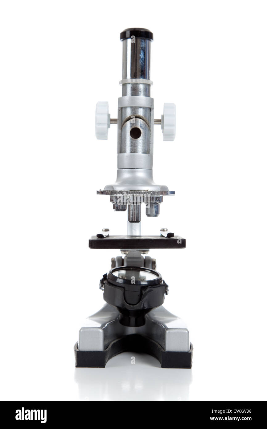 A microscope on a white background Stock Photo - Alamy