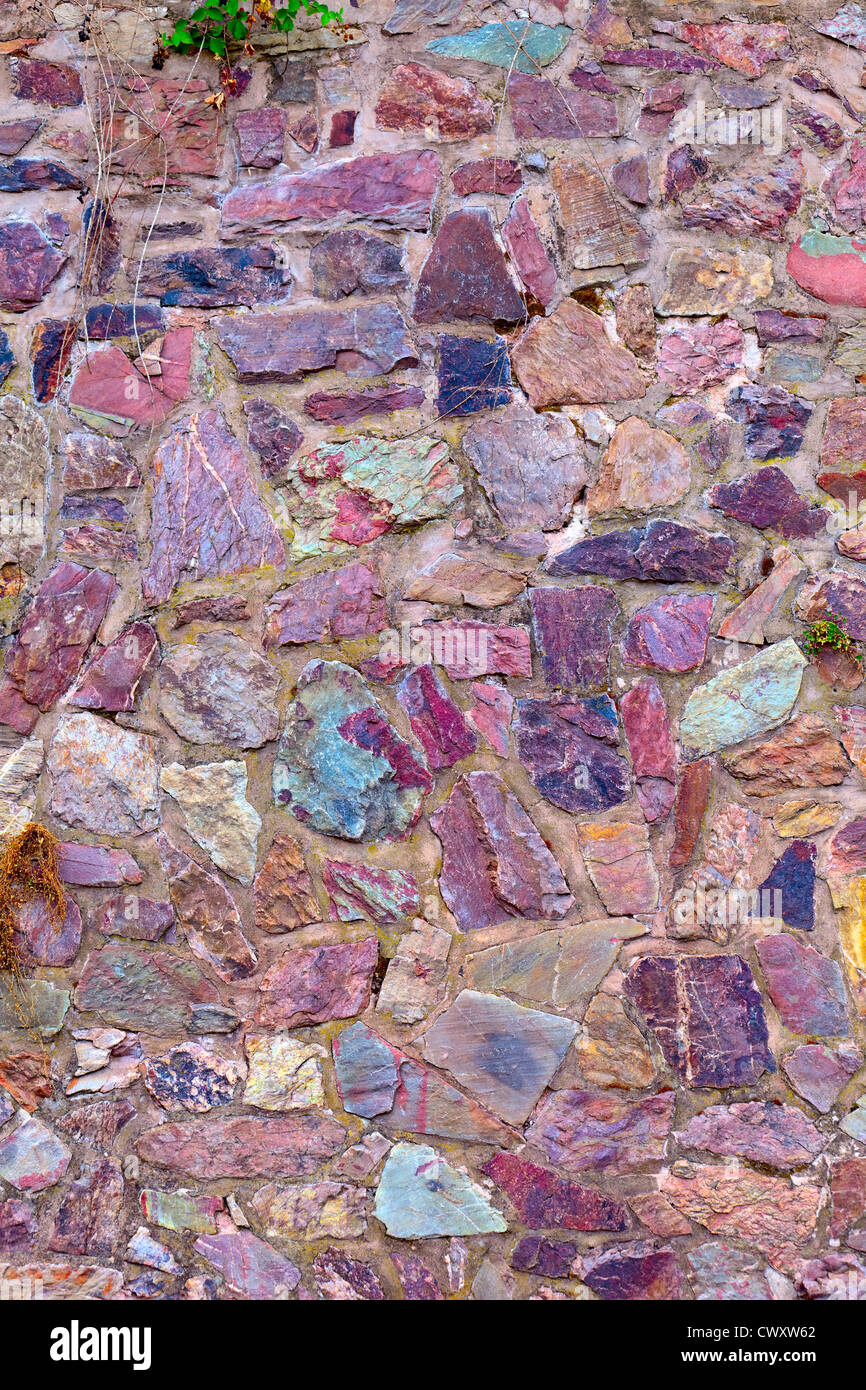A protection stone wall in small city Saarburg, Rheinland-Pfalz ...
