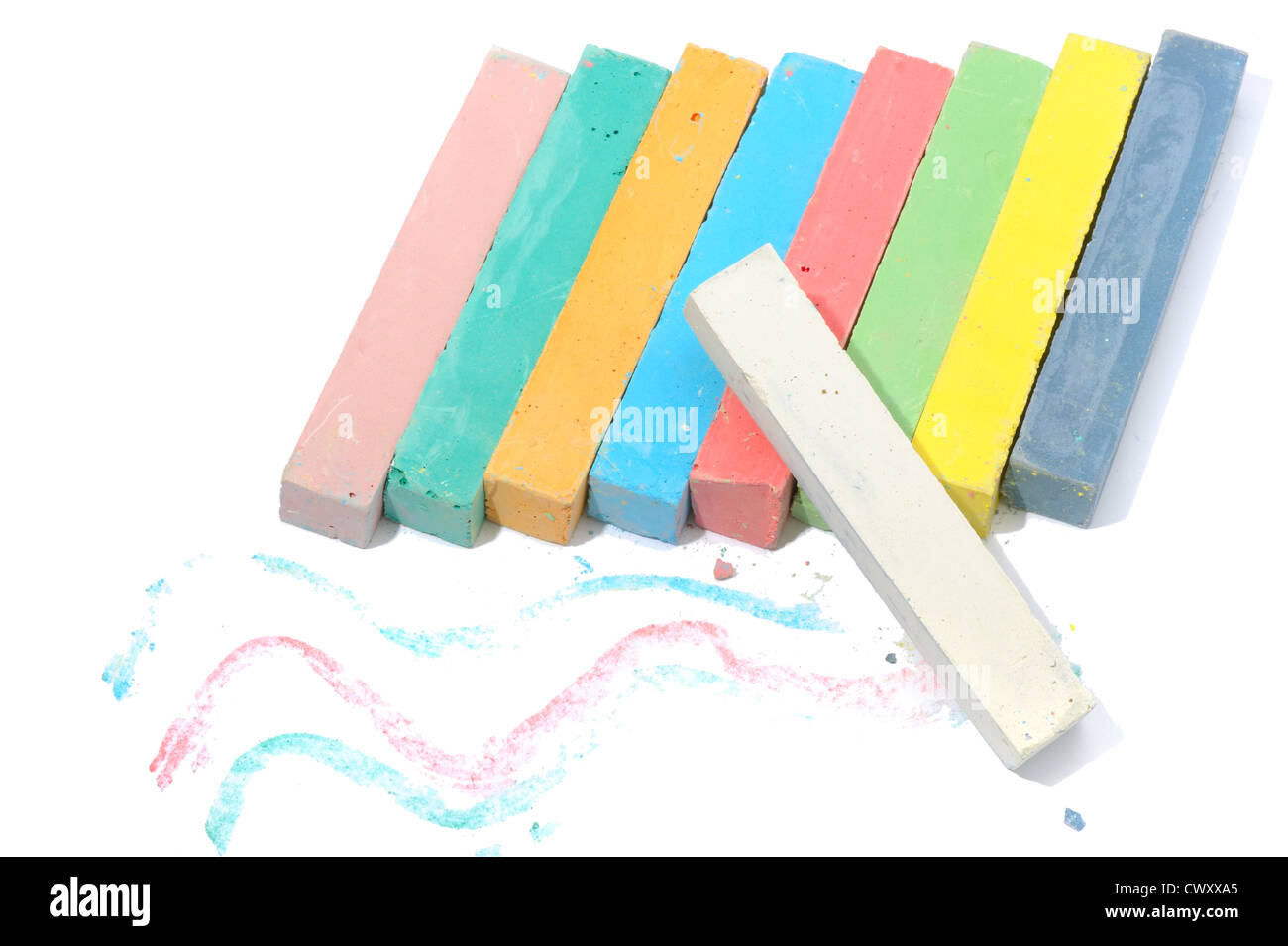 Colored crayon chalk on a white background isolated Stock Photo - Alamy