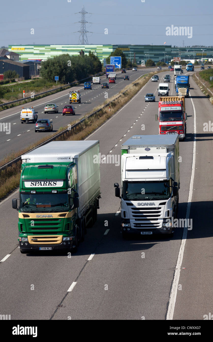 Traffic on the M5 motorway with the Morrisons distribution centre in ...