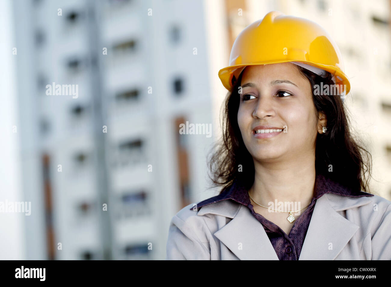 Portrait of young Indian female construction engineer Stock Photo - Alamy