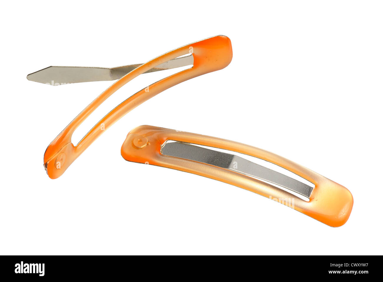 A pair of hairclips on white background, isolated Stock Photo - Alamy