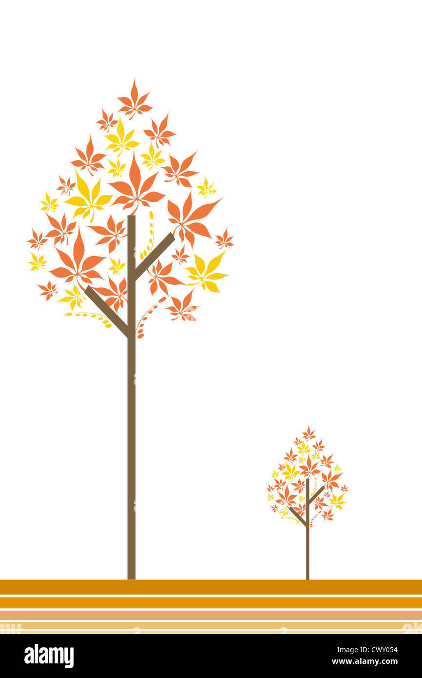 Beautiful autumn trees isolated on white background Stock Photo - Alamy