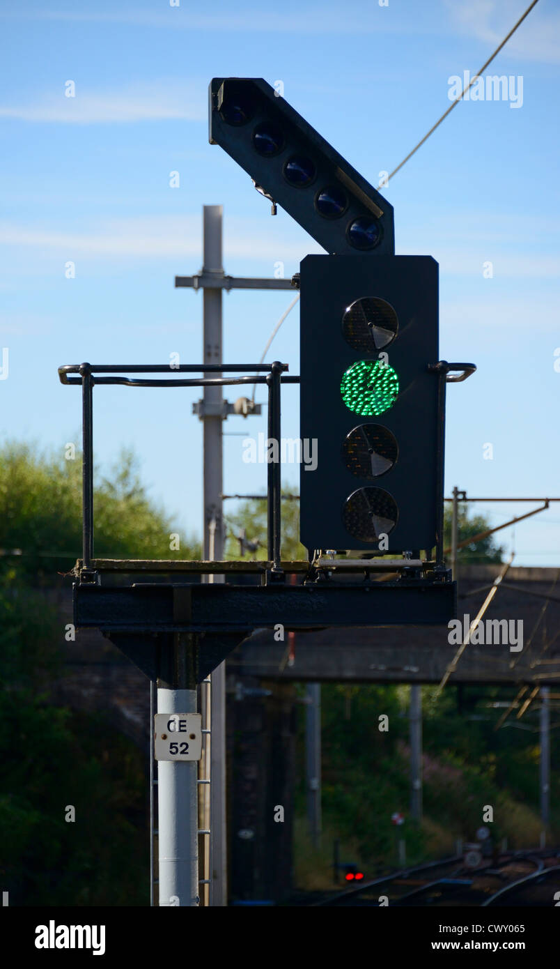 Green light railway signal. Oxenholme The Lake District Rail Station ...