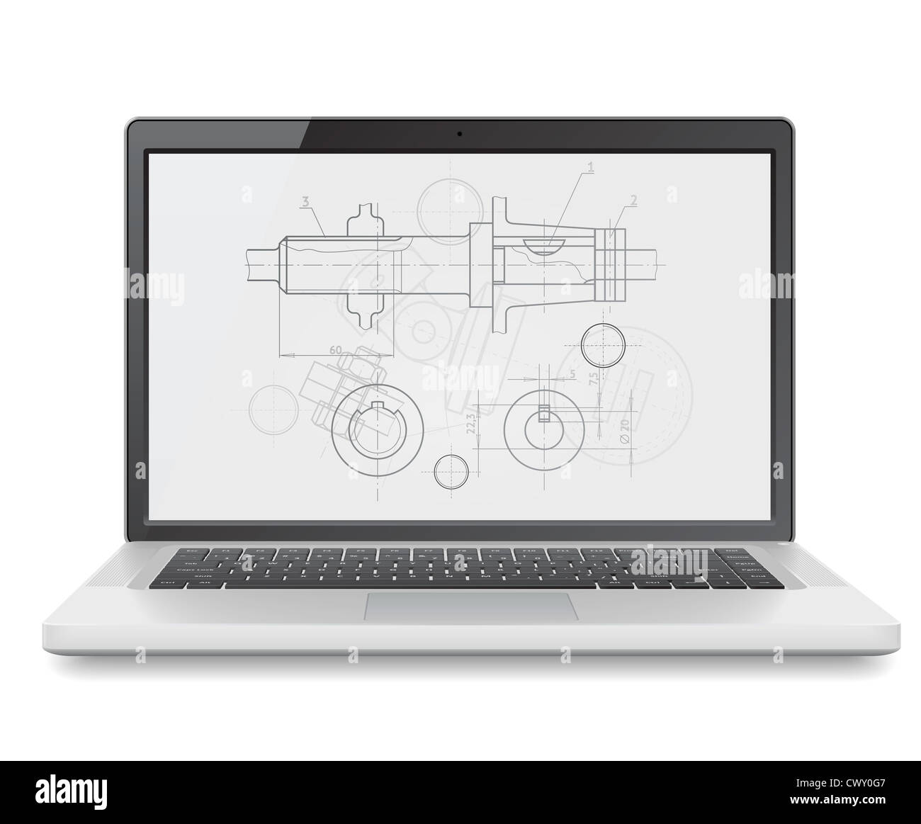 Laptop with blueprint on screen Stock Photo - Alamy