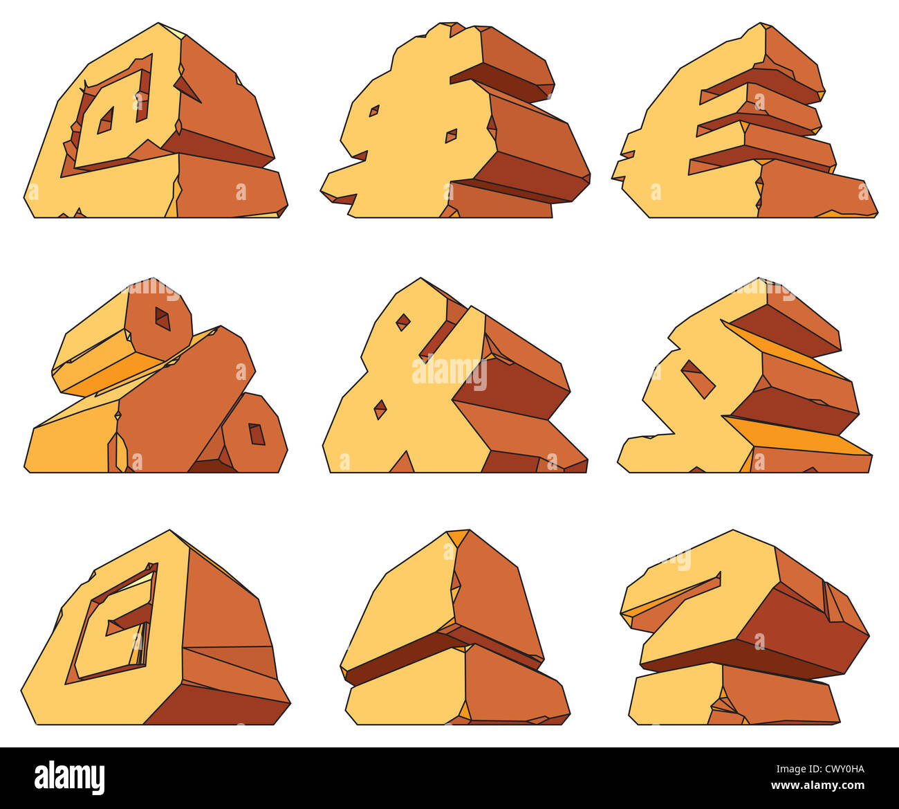 Alphabet made of stone: symbols Stock Photo - Alamy