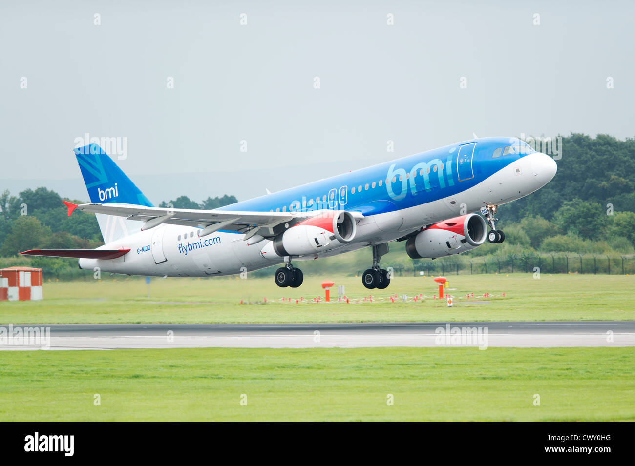 A BMI (British Midland International) Airbus A321 taking off from ...
