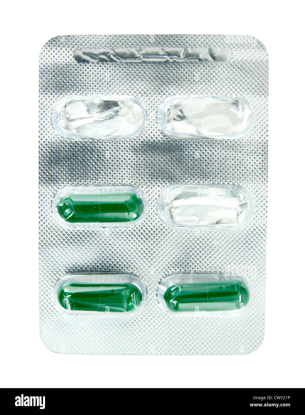 Used one packs of pills on white background Stock Photo - Alamy