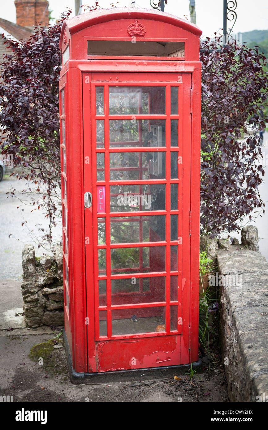 Red telephone box in the village of wookey hole, somerset Stock Photo ...